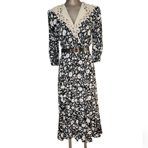 Jane Singer | Dresses | Vintage Jane Singer Black And White Floral ...